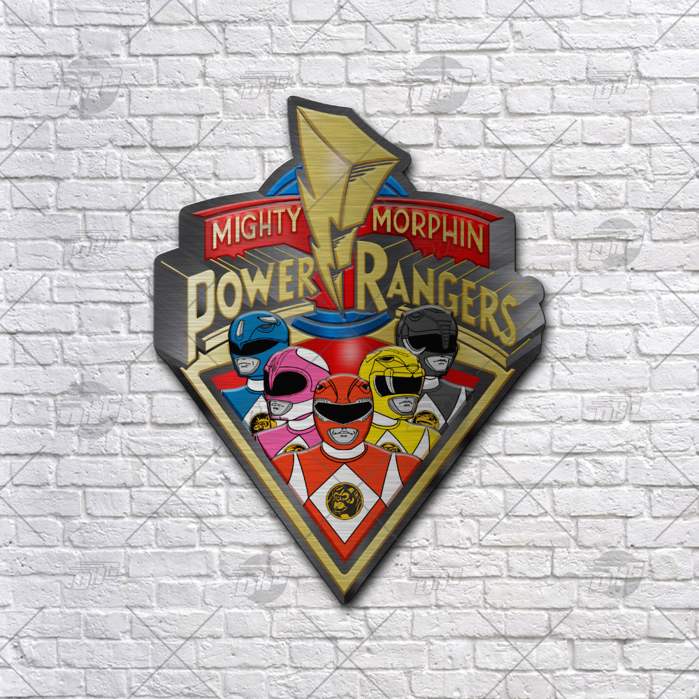 Mighty Morphin Power Rangers Logo and Characters Metal Sign For Fans ...